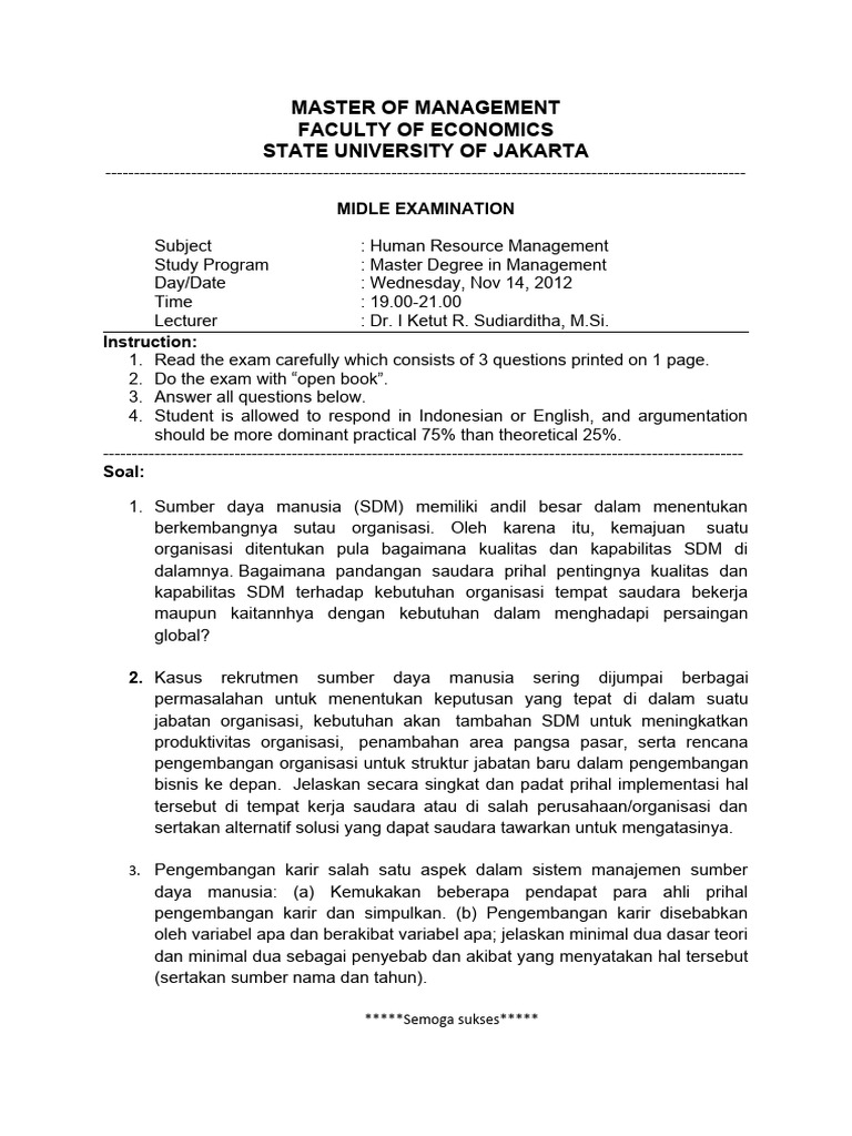 Soal Dan Jawaban Uts MSDM (Afif Khairi) | PDF | Karier & Perkembangan | Bisnis