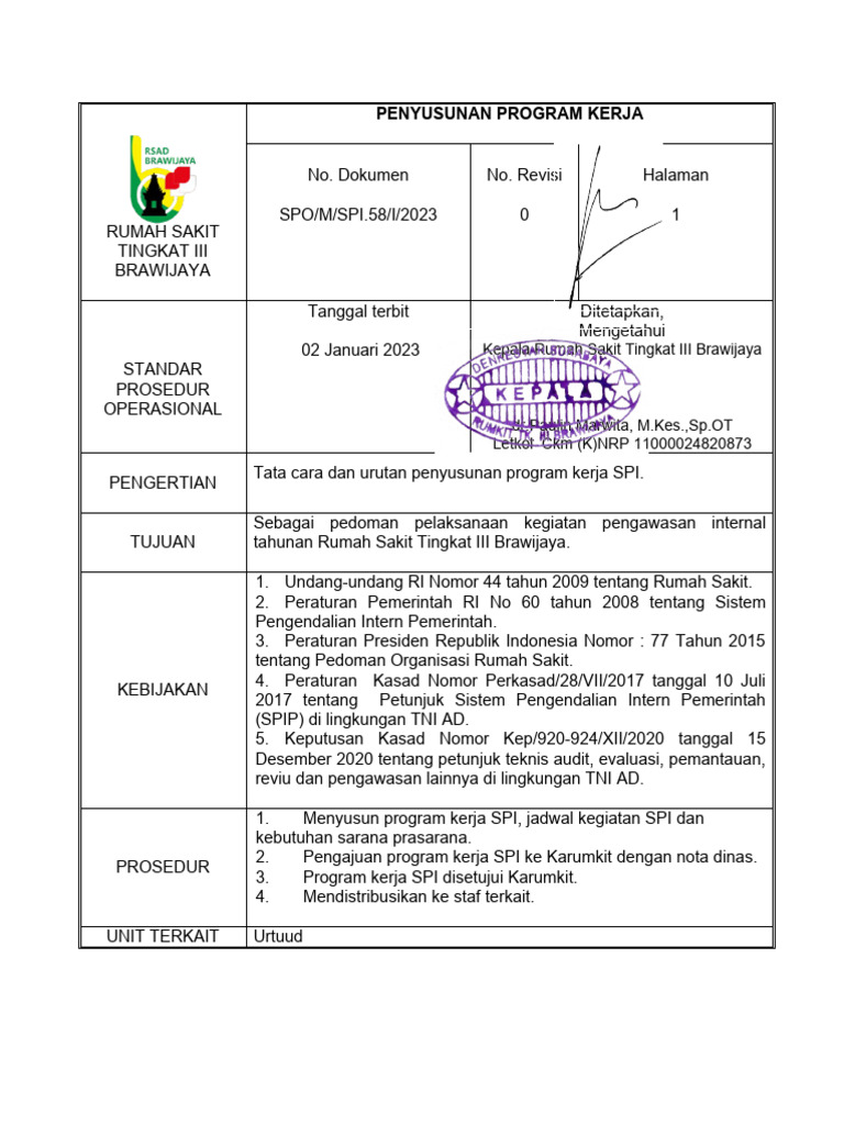Spo Program Kerja Spi 23 | PDF | Teknologi & Rekayasa
