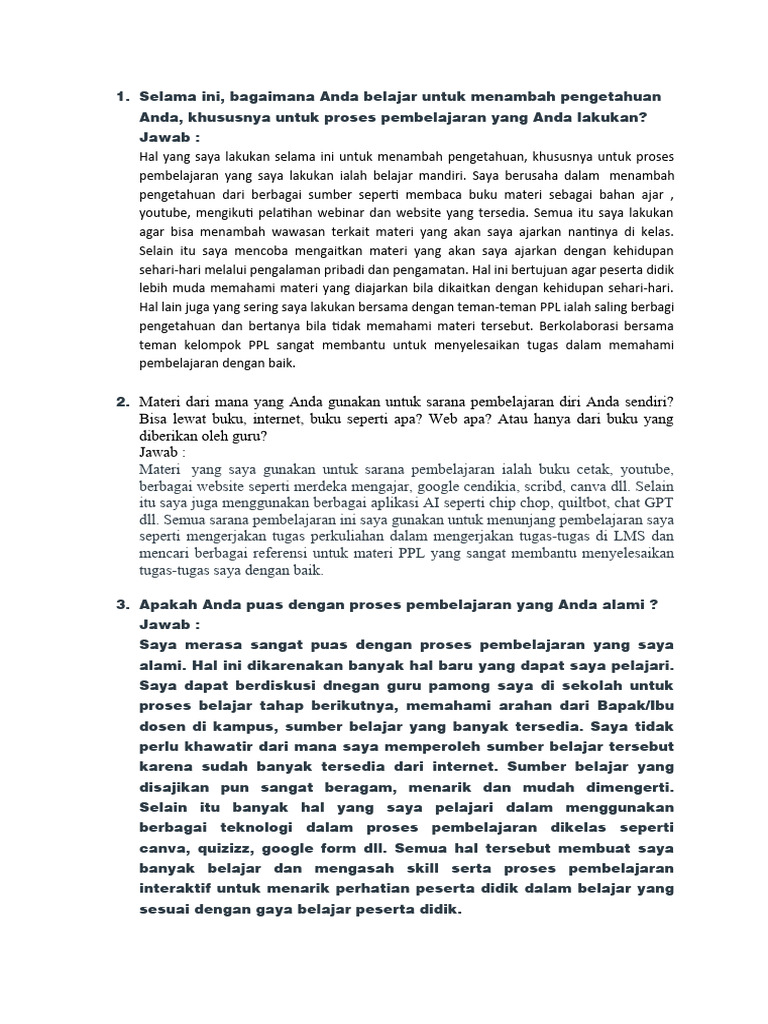 PSE-Kuis Mulai Dari Diri - Topik 3 | PDF
