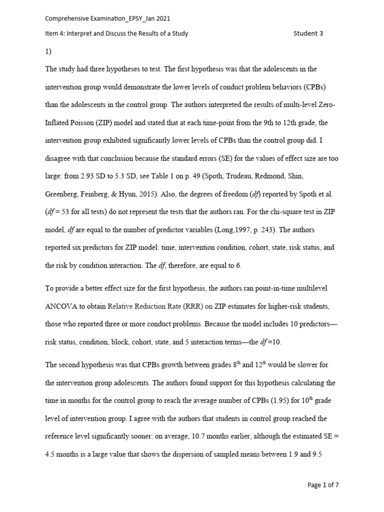 Comprehebsuve Exam - Longitudinal Study | PDF | P Value | Effect Size