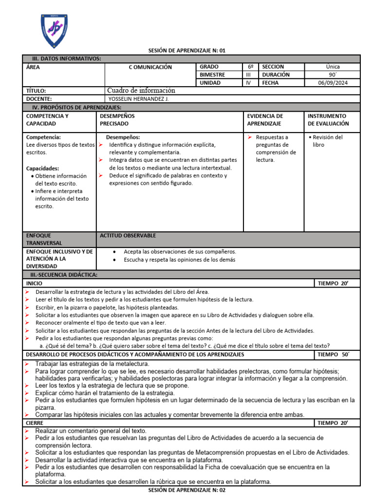 Sesiones Com U6 6º Sec | PDF | Evaluación | Aprendizaje
