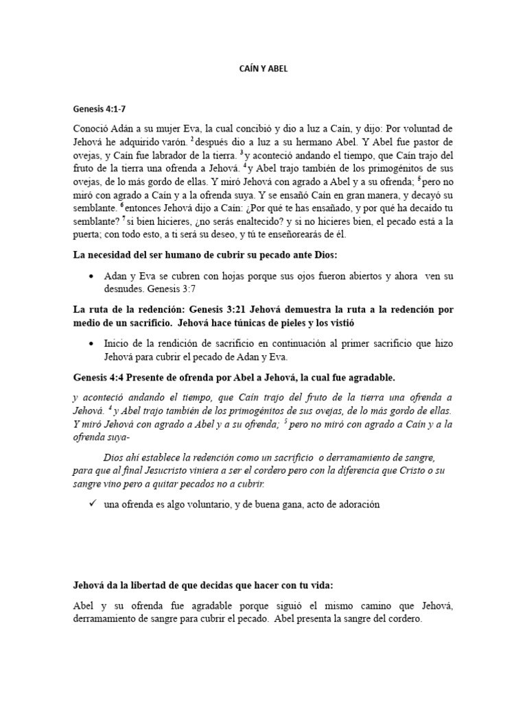Caín y Abel | PDF | Pecado | Sacrificio