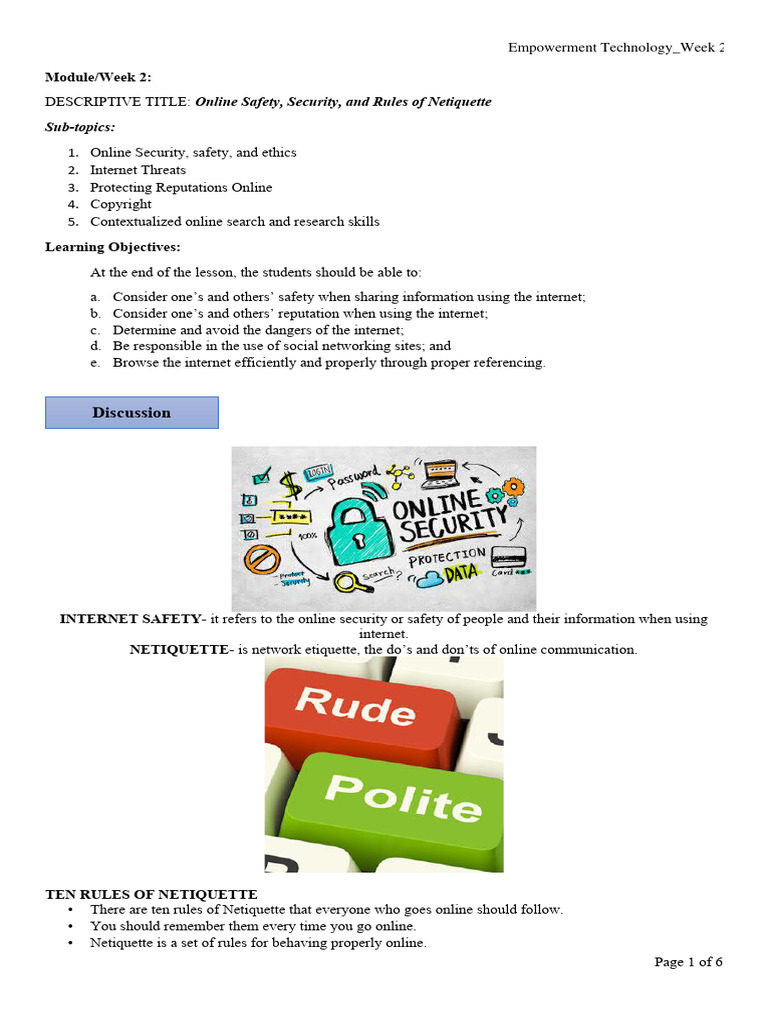 Week 2 Rules of Netiquette | PDF | Malware | Computer Virus