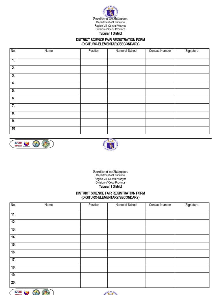 Science Fair Registration Form | PDF | Southeast Asia | Social Institutions