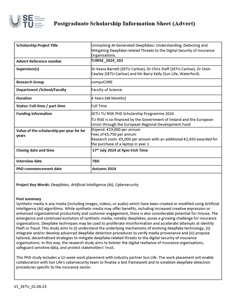 Keara-Barrett-PIS - Advert-Sheet TU-Rise TURISE 2024 102NL | PDF ...