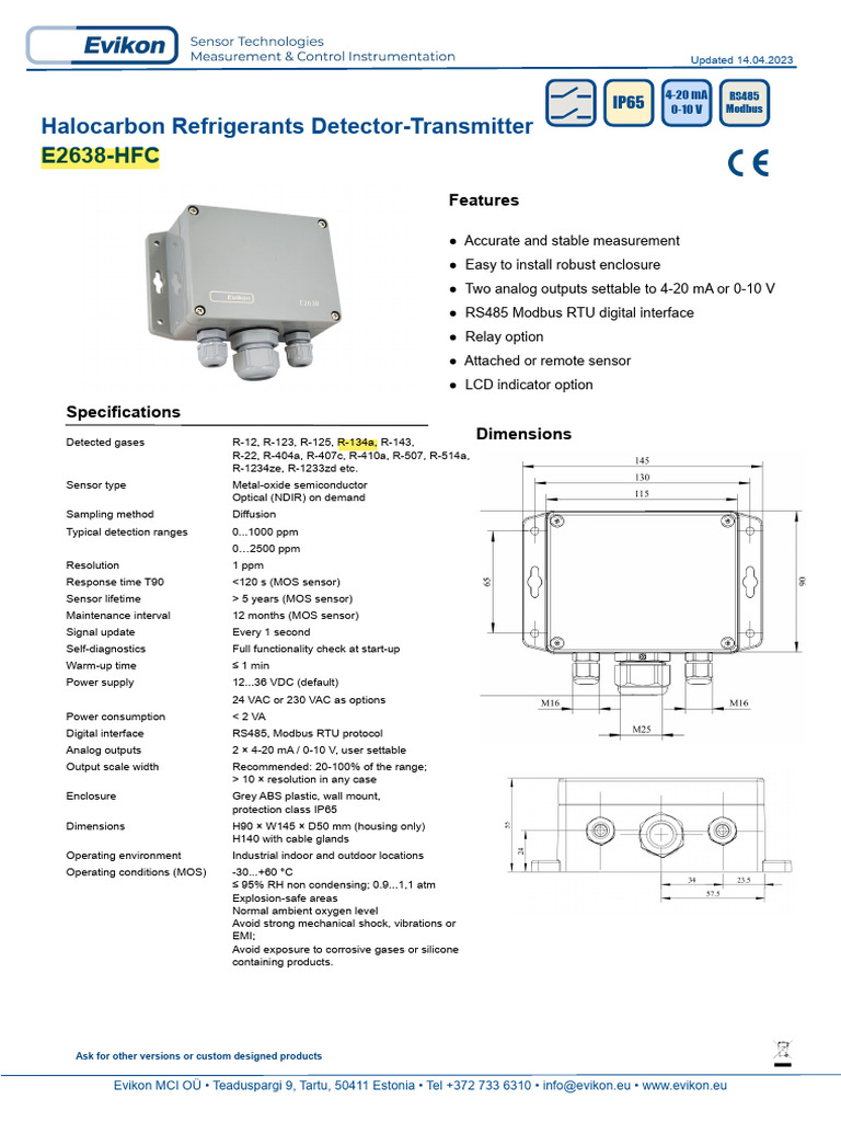 Gas Leak-E2638-HFC - DS - EN | PDF | Sensor | Relay