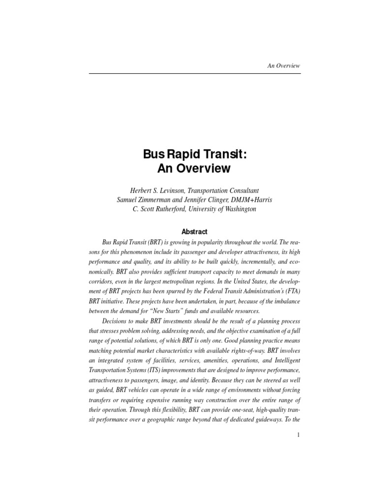 Bus Rapid Transit: Concepts & Evolution | PDF | Public Transport ...
