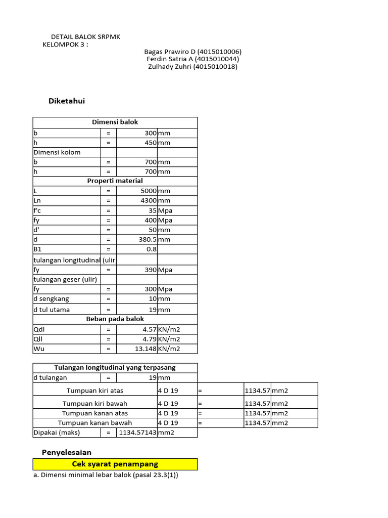 Detail SRPMK Balok Kelompok 3 | PDF | Science & Mathematics