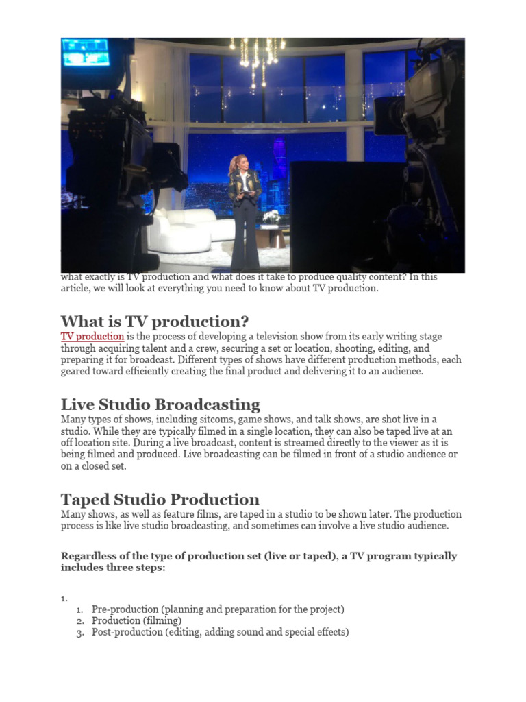 Understanding TV Production Essentials | PDF | Filmmaking | Video