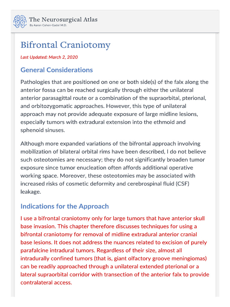 Bifrontal Abordaje | PDF
