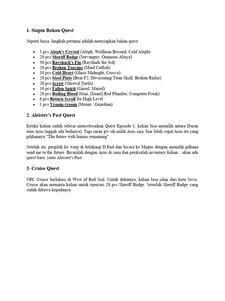 Panduan Lengkap Quest Episode 2 Seal | PDF
