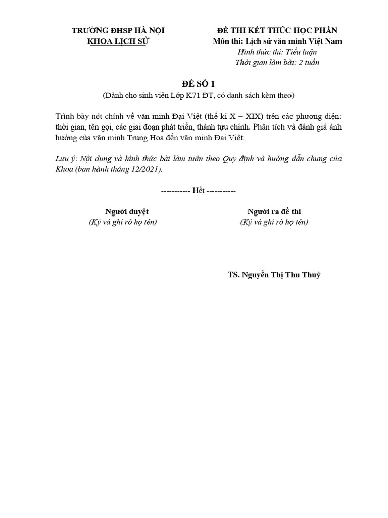 2024 - Tieu Luan Lich Su VMVN - SV | PDF