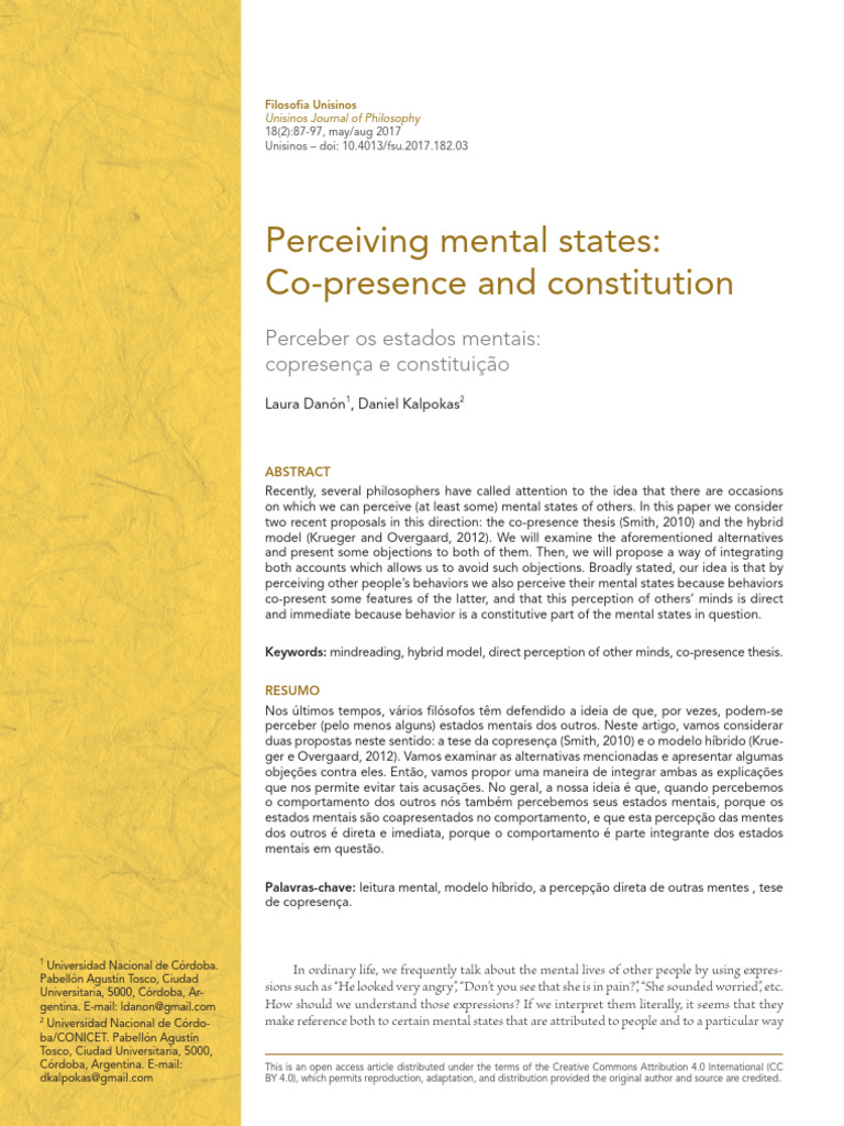 Unisinos Perceiving | PDF | Knowledge | Experience