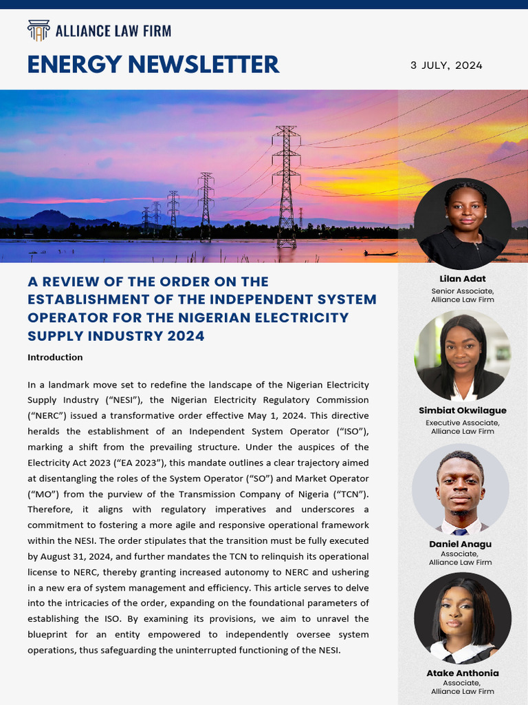 Nigeria's New Independent System Operator | PDF | Electrical ...