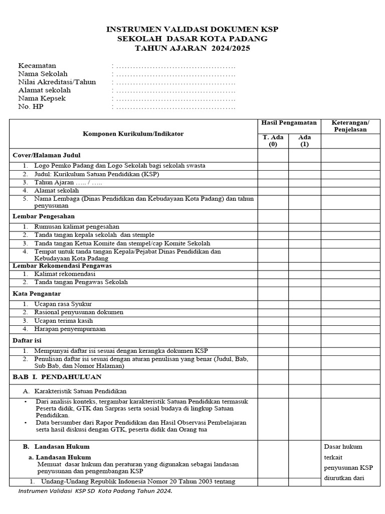 Instrumen Validasi KSP 2024 | PDF