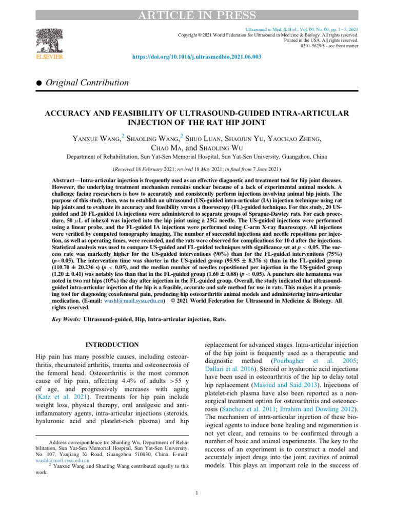 Accuracy and Feasibility of Ultrasound-Guided Intra-Articular | PDF ...