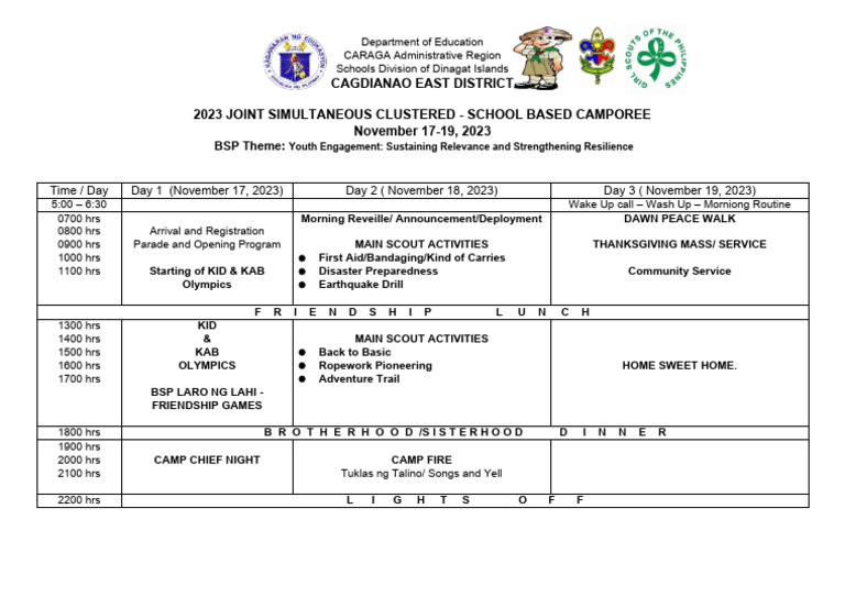 2023 Joint BSP GSP Simultaneous School Based Camporee | PDF | Outdoor Recreation Organizations ...