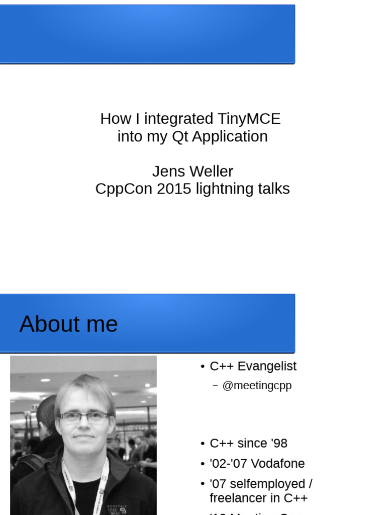Integrating TinyMCE3 Into QT - Jens Weller - CppCon 2015 | PDF | Java Script | Computer Programming