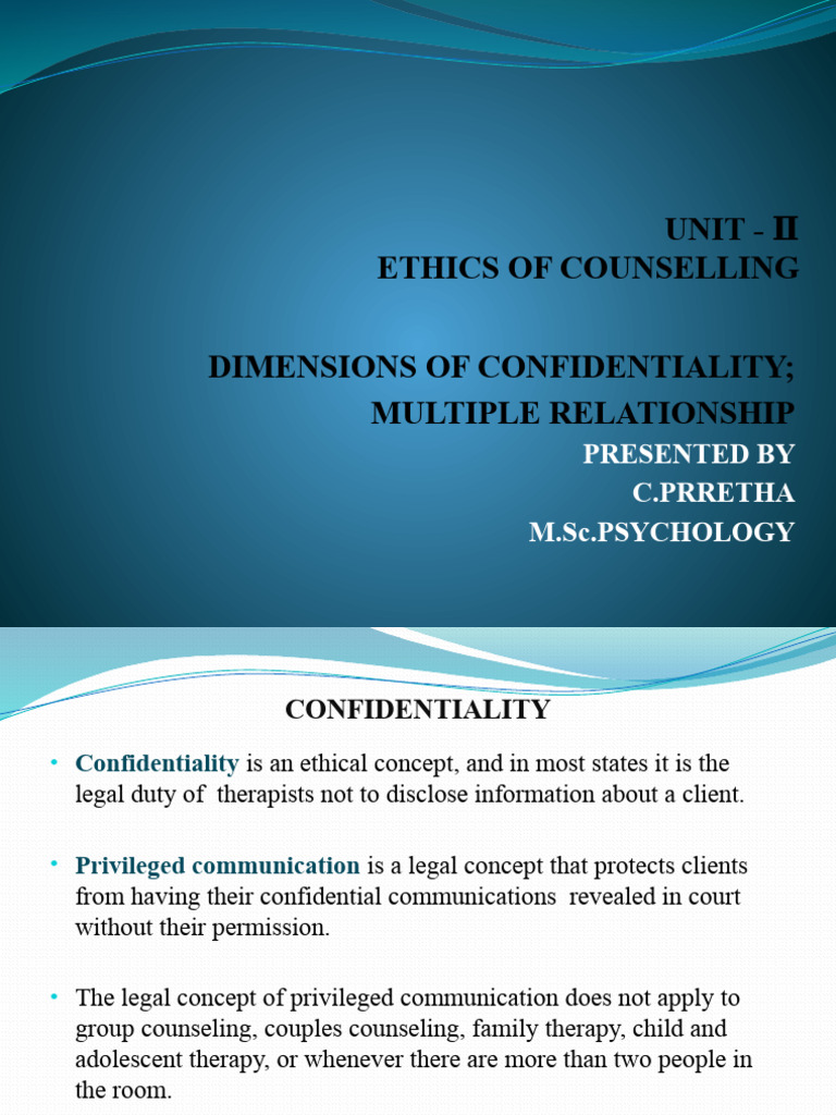 Ethics in Counselling | PDF | Confidentiality | Counseling Psychology