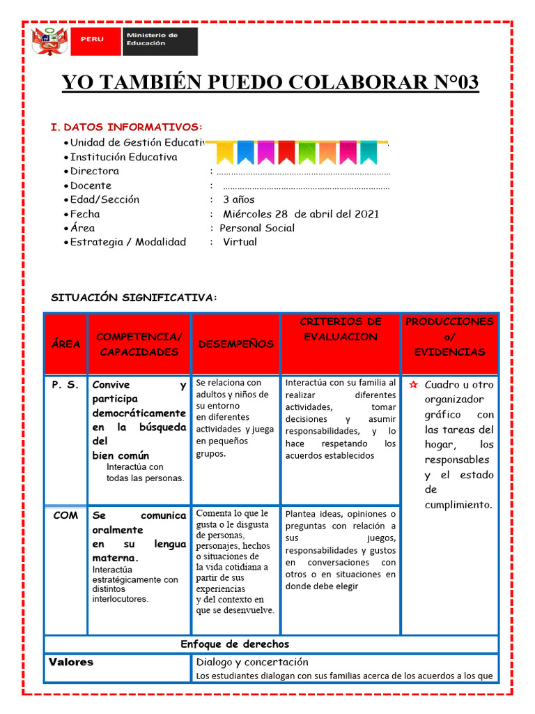 Sesion 3 ¡Yo También Puedo Colaborar en Casa! | PDF