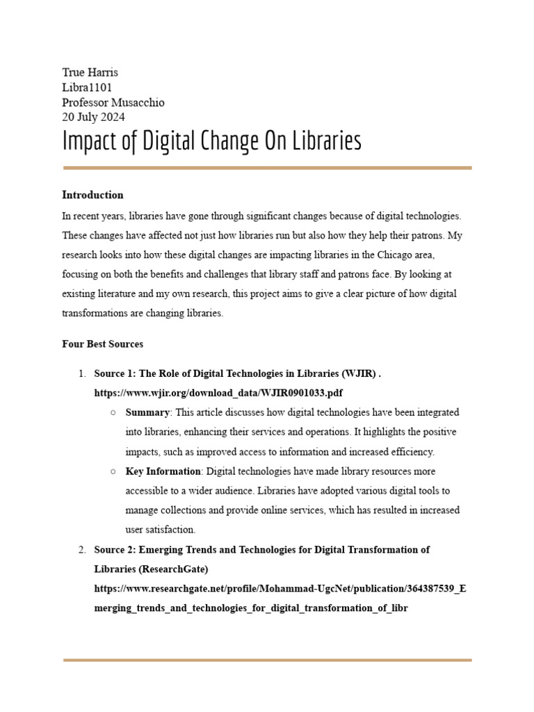 Impact of Digital Change On Libraries | PDF | Libraries | Public Library