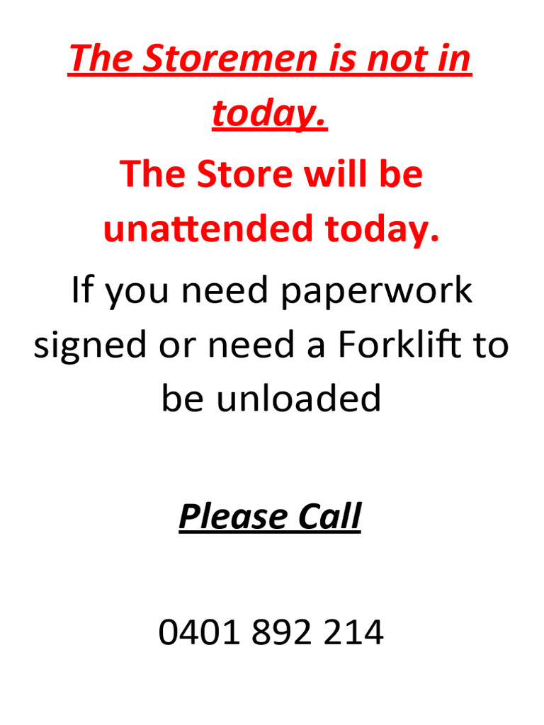 Store Unattended Today - Call for Help | PDF