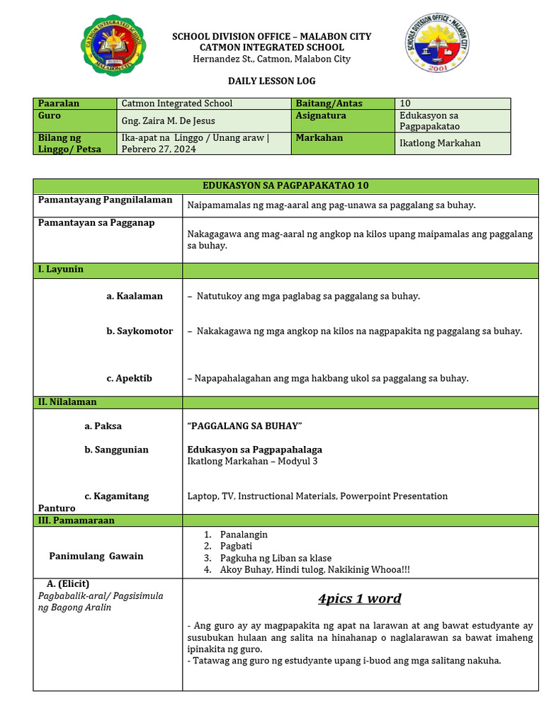 COT 3 ESP Lesson Plan | PDF