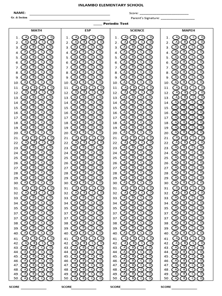 Answer Sheet MCV | PDF