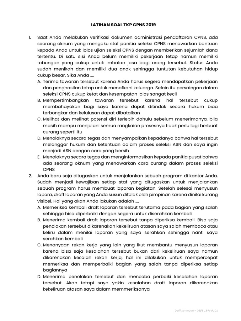 Latihan Soal TKP CPNS | PDF | Karier & Perkembangan