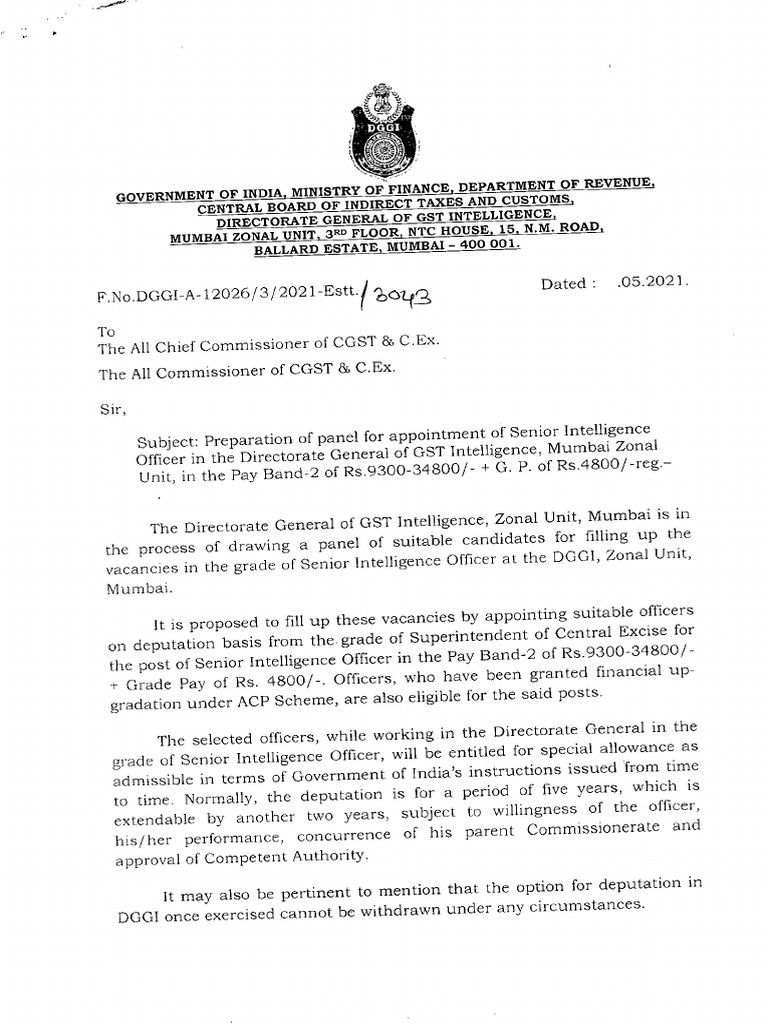 Panel SIO Circular Order | PDF