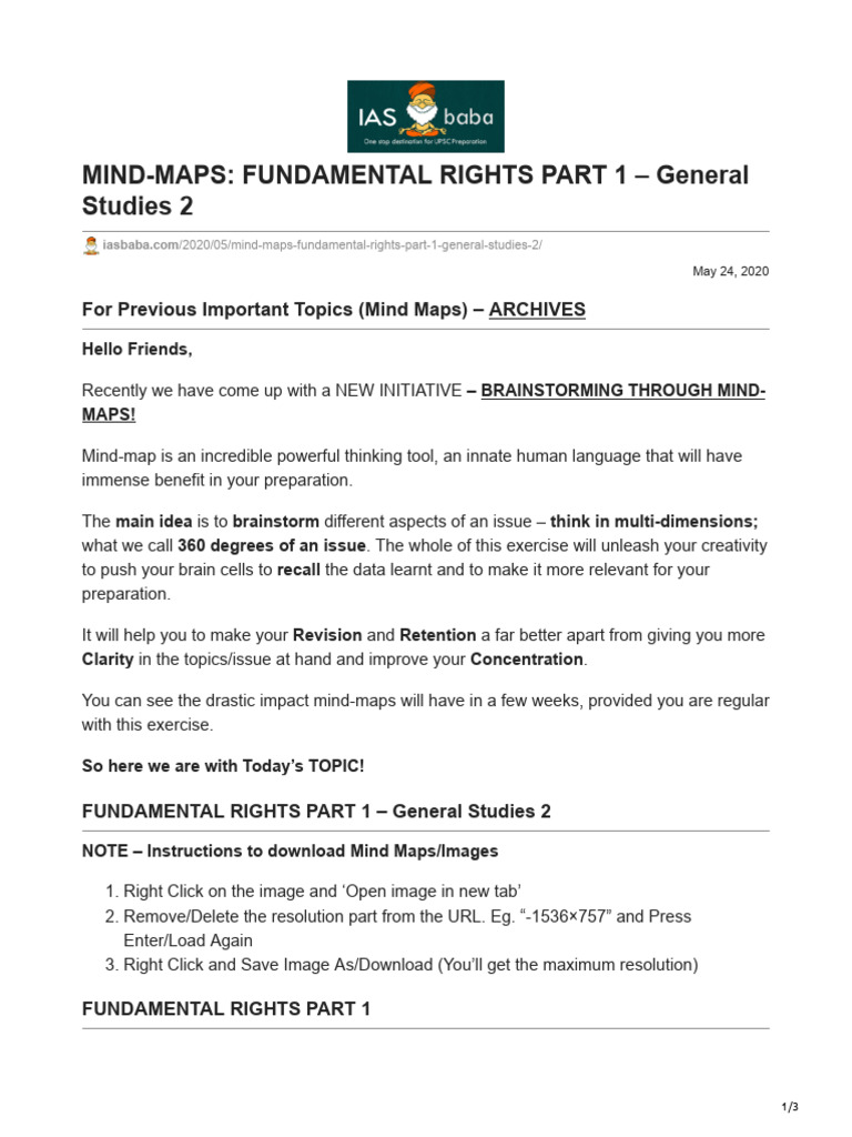 Fundamental Rights Mind Map Part 1 | PDF | Brainstorming | Learning