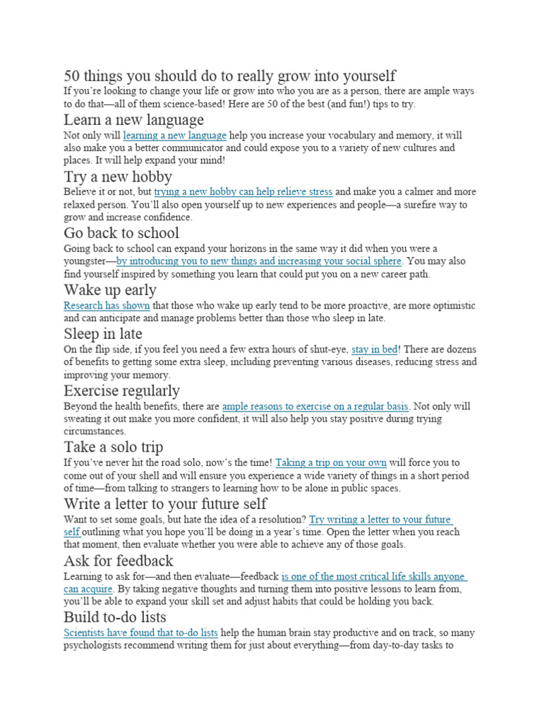 50 Tips for Personal Growth and Self-Discovery | PDF | Thought | Mind