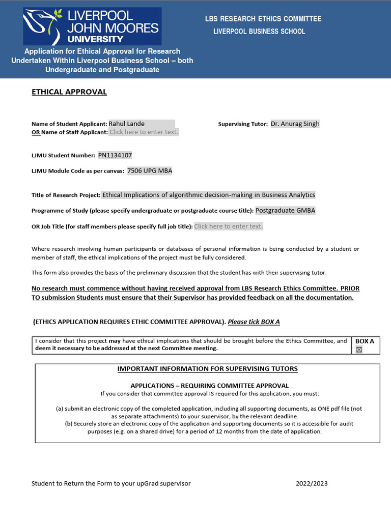 Rahul Lande PN1134107 Ethics Primary Approval | PDF | Decision Making | Analytics