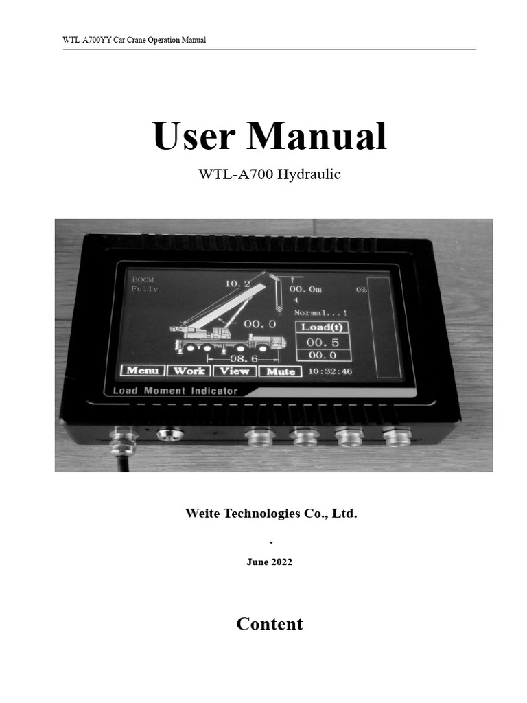 WTL-A (700) Hydraulic System PDF | PDF | Crane (Machine) | Fuse (Electrical)
