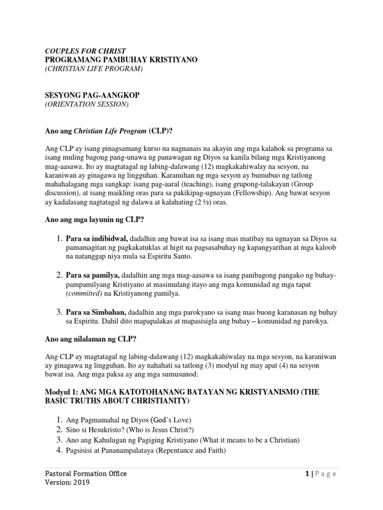 CLP Tagalog (Full) | PDF