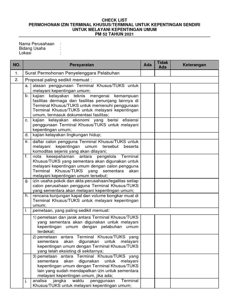 Permohonan Izin Terminal Khusus | PDF | Teknologi & Rekayasa
