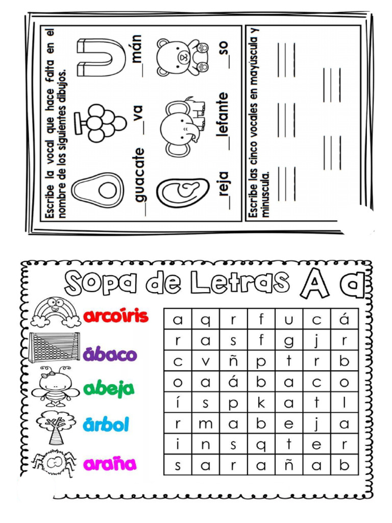 3°b-Sopa de Letras Con Vocales | PDF