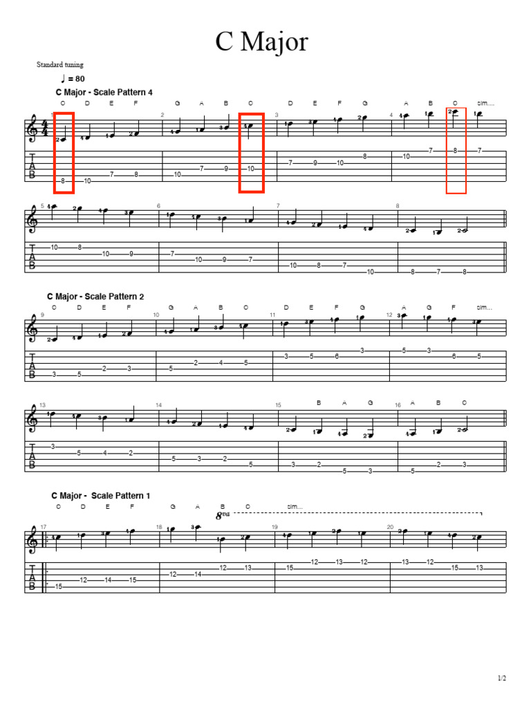 C Major Scales + Arpeggios | PDF | Music Theory | Elements Of Music