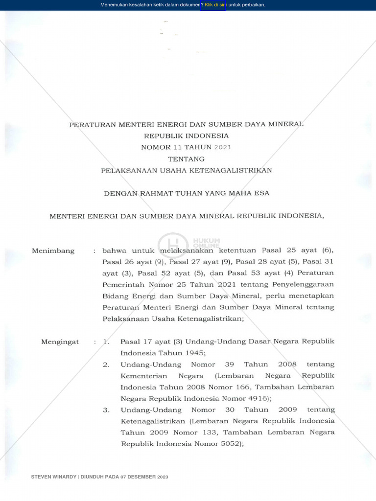 Permen Esdm 11 2021 | PDF