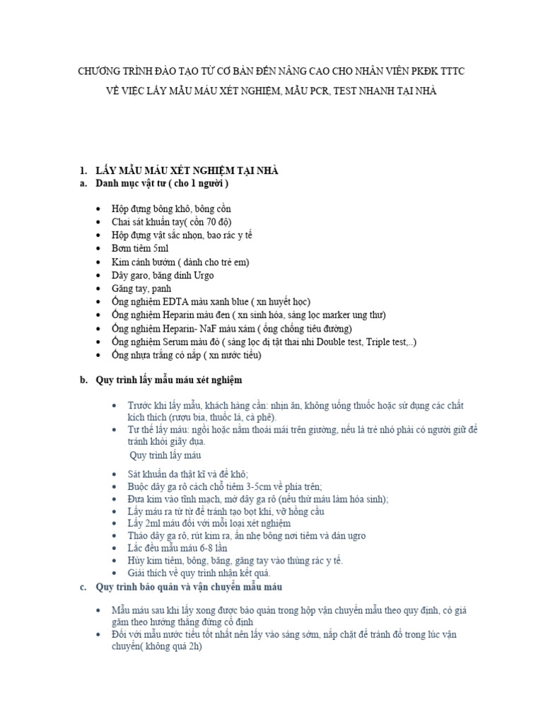 CHƯƠNG TRÌNH ĐÀO TẠO TỪ CƠ BẢN ĐẾN NÂNG CAO CHO NHÂN VIÊN PKĐK TTTC | PDF