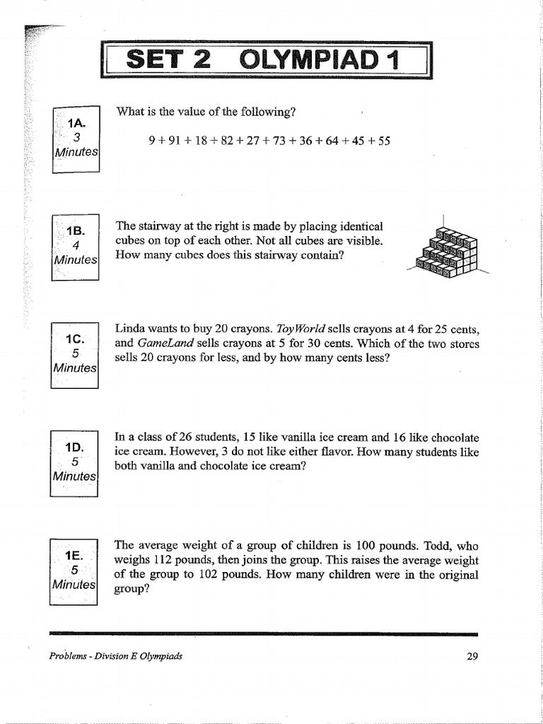 Math Olympiad Contest Problems Vol 2 E Set 2 | PDF
