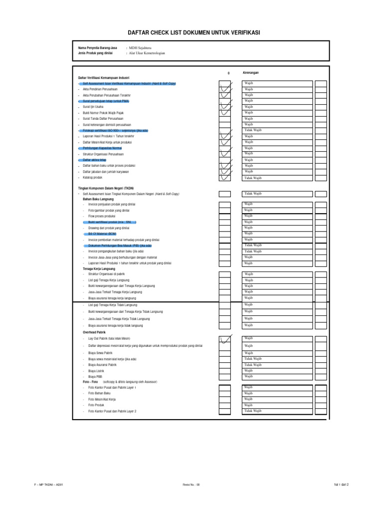 Cek List Dokumen TKDN Barang | PDF