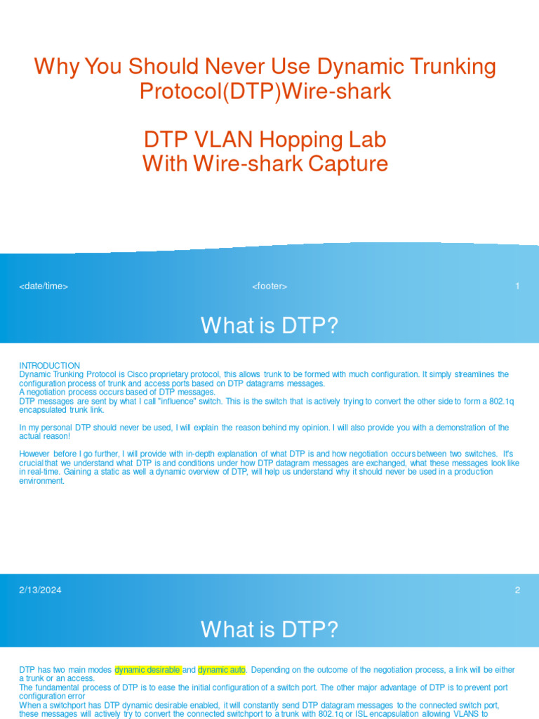 DTP LAB Why You Should Avoid Dynamic Trunking Protocol 1707806845 | PDF ...