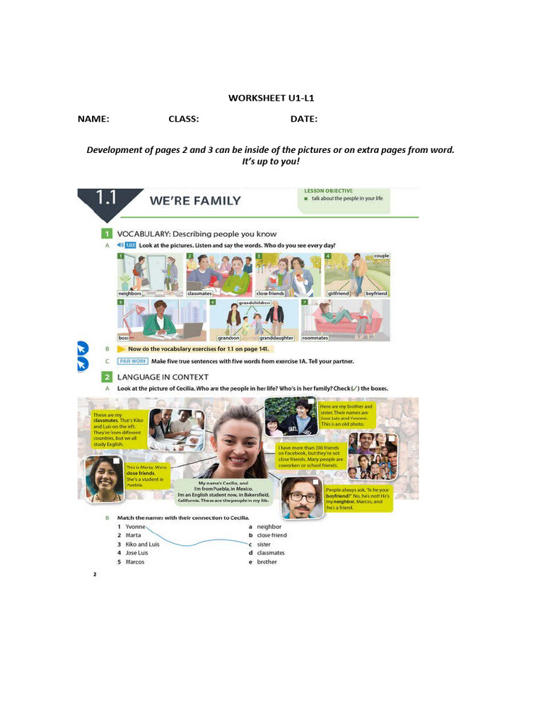 U1L1 Speaking #1 LAST NAME - NAME | PDF | Social Science