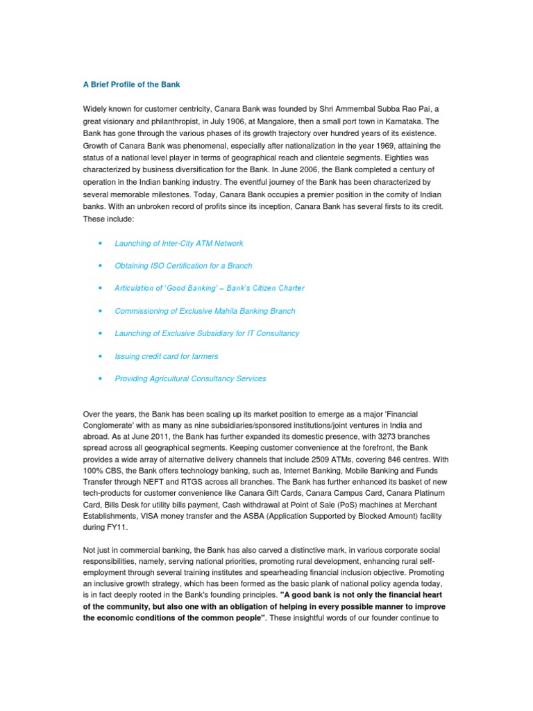 A Brief Profile of The Bank | PDF | Loans | Mortgage Loan