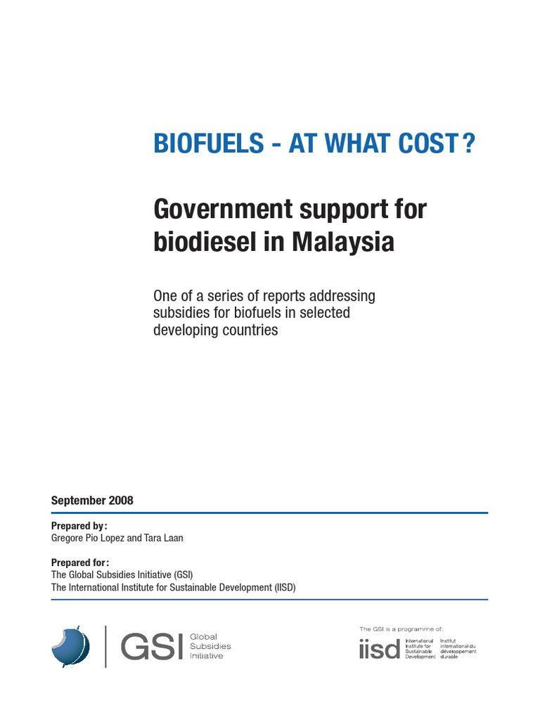 Biofuels Subsidies Malaysia | PDF | Biodiesel | Palm Oil
