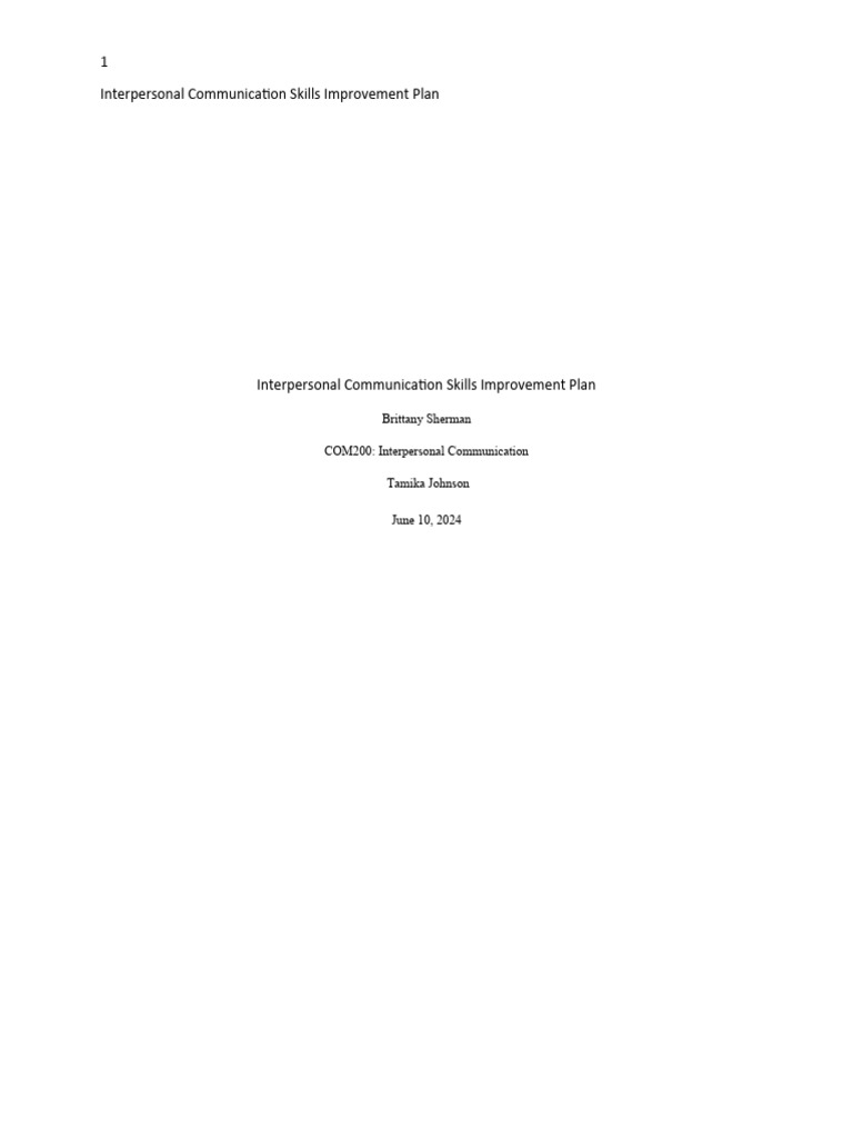 W1 Paper Completed | PDF | Communication | Interpersonal Communication