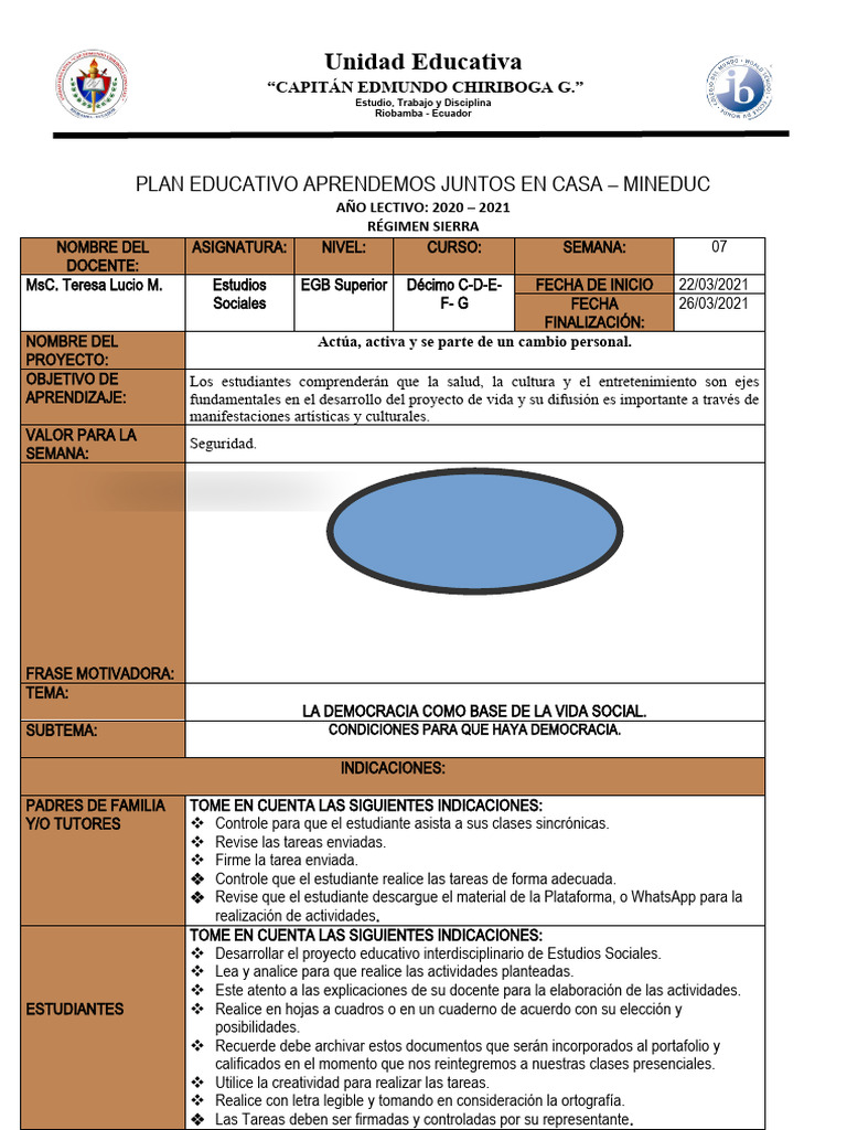 2Q - Decimo Egb - Semana 07 | PDF | Modificación de comportamiento | Aprendizaje