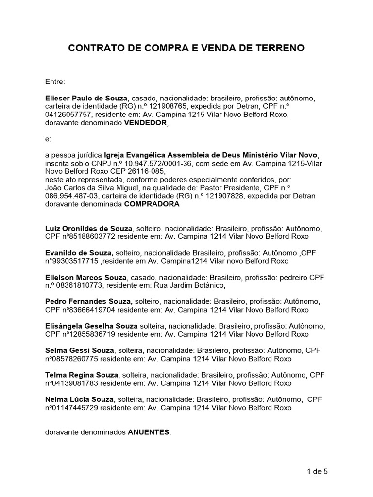 Contrato Promessa Compra e Venda Terreno | PDF | Impostos | Direito Comum