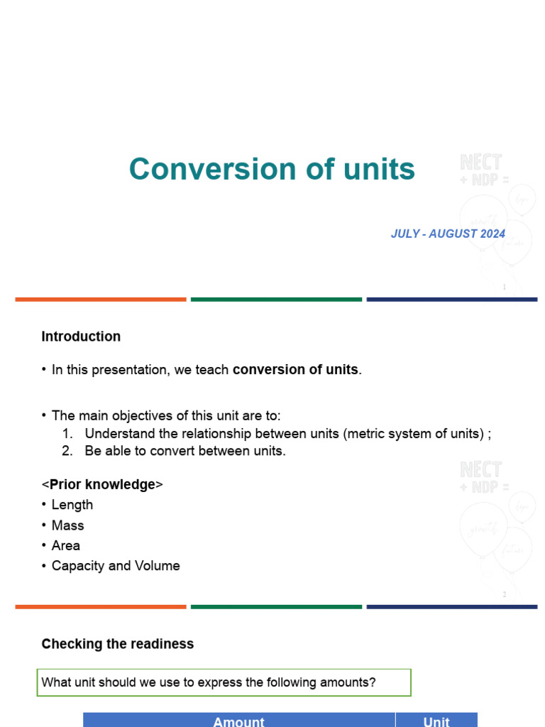 Conversion of Units | PDF | Litre | Volume